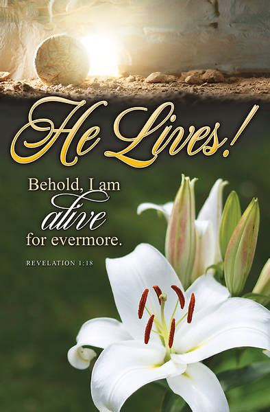 He Lives Easter Regular Size Bulletin Pack Of 10 Cokesbury