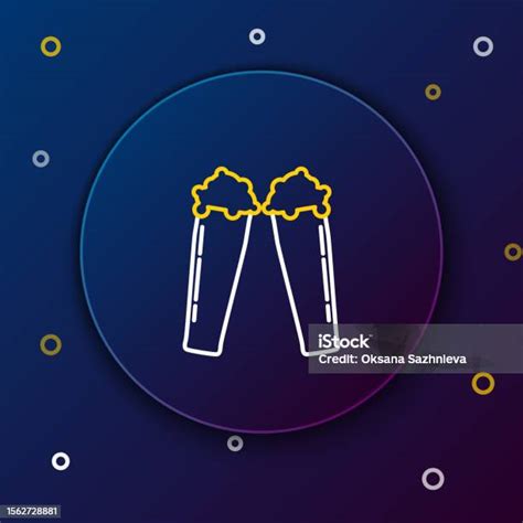 흰색과 노란색 라인 어두운 파란색 배경에 고립 된 맥주 아이콘의 유리 다채로운 개요 개념 벡터 일러스트레이션 0명에 대한 스톡 벡터 아트 및 기타 이미지 Istock
