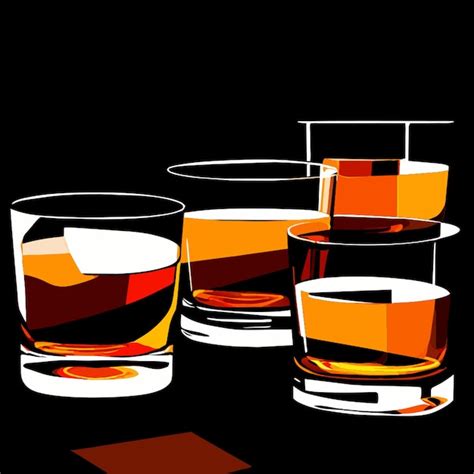 Full Whiskey Glasses In Andy Warhol Style Vector Illustration Flat 2