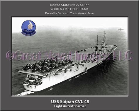 Uss Saipan Cvl 48 Personalized Navy Ship Photo ⋆ Great Naval Images Llc