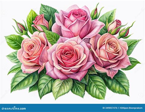 Exquisitely Detailed Pencil Drawing Of A Rose Bouquet A Stunning