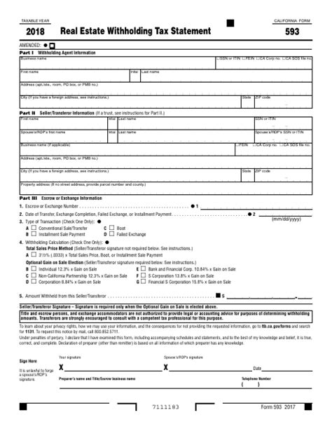 Form 593 2018 Fill Out Sign Online And Download Fillable Pdf