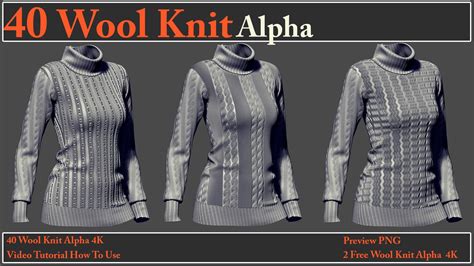 Artstation 40 Wool Knit Alpha Maps 4k Video How To Use Brushes