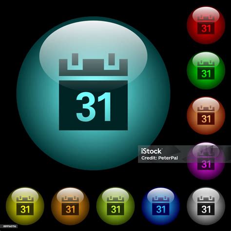 Ilustración De Los Iconos De Calendario En Color Iluminan Botones De