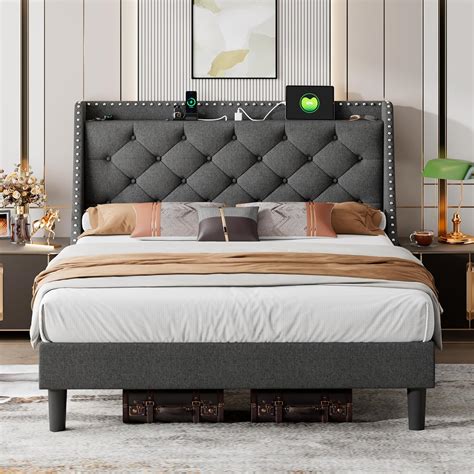 Ipormis Full Bed Frame With 16 Comfort Wingback And Charging