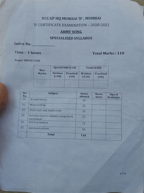 Ncc Sample Paper Pdf Projectile Weapons Tools