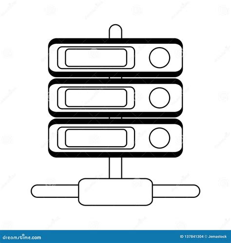 Servers Database Technology In Black And White Stock Vector Illustration Of Information