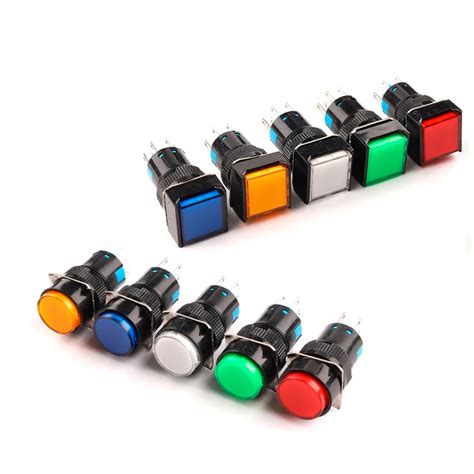 La16 Series Push Button Switch With Light Indicator 58 Pin Square