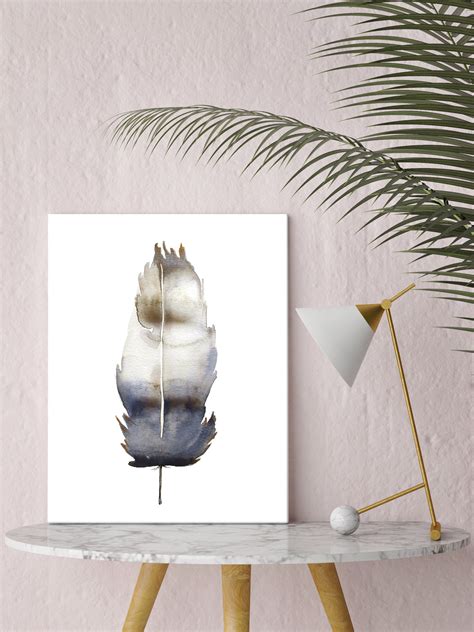 Feathers Watercolor Print Boho Home Decor Feather Print Wall Art Modern