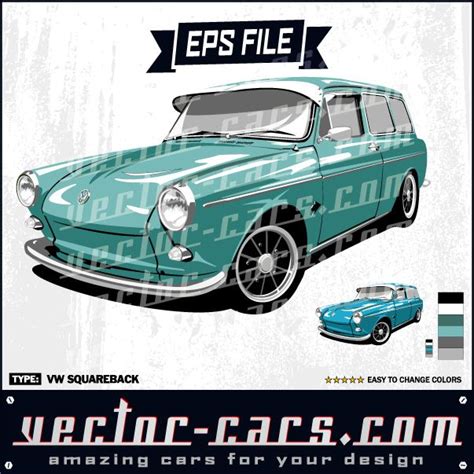 Vw Squareback Clipart Eps Vector Clip Art Vector Design Clipart Design