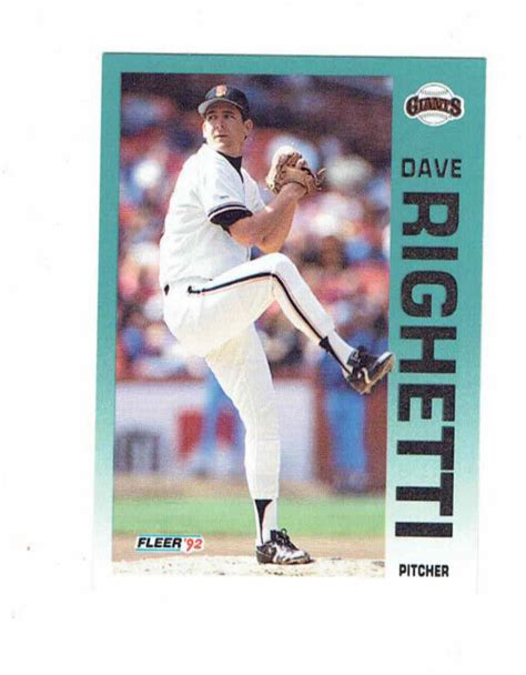 Dave Righetti San Francisco Giants Pitcher 647 Fleer 1992 Baseball Card Ebay