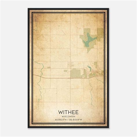 Vintage Withee Wisconsin Map Poster Withee Wi City Road Wall Art Print