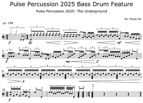 Pulse Percussion 2025 Bass Drum Feature Sheet Music For Marching Bass Drums