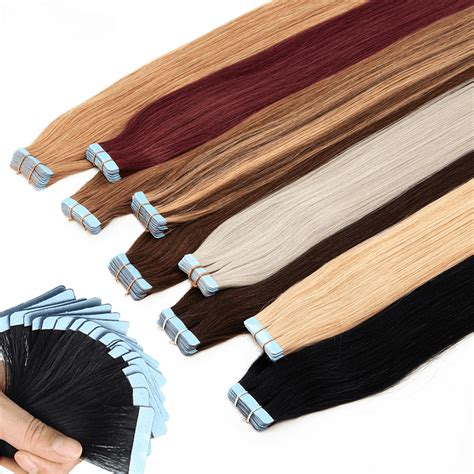 Tape In Human Hair Extensions For Women 20pcs Pack 14 24 Hair Tape In