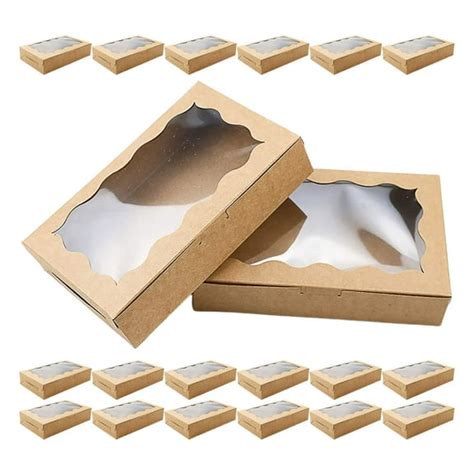 Yuss 50pcs Cookie Boxes 4x4x25 Inches Bakery Boxes With Window For Mini Cake Treat Dessert