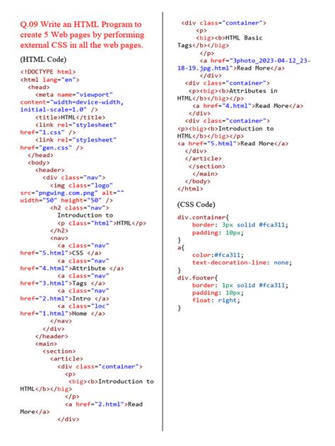 Minor Css Pdf Html World Wide Web