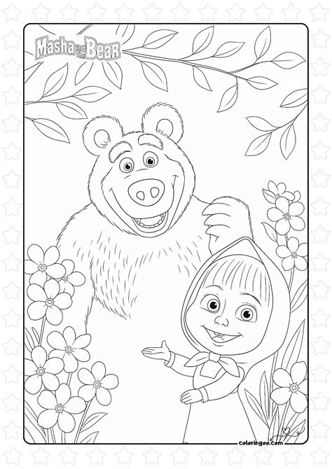 Masha And The Bear Coloring Pages Coloringoocom