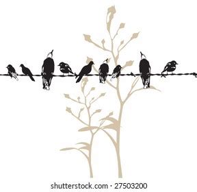 Illustration Birds On Wire Stock Vector Royalty Free 27503200