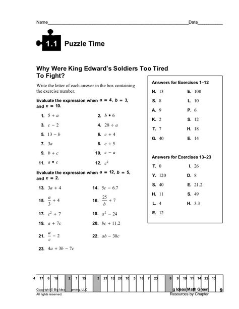 Algebra 2 Printable Worksheets With Answers