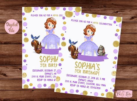 Invitación Princesa Sofía Invitación De Cumpleaños Princesa Etsy México