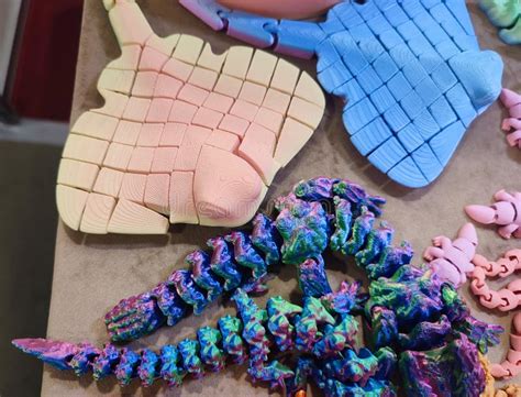 Creative Multi Colored Models Printed On 3d Printer From Molten Plastic