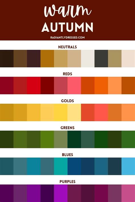 Warm Autumn Colors Color Analysis Seasonal Color Analysis