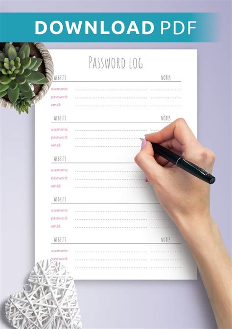 Simple Password Log Template To Help You Keep Track Of All Your