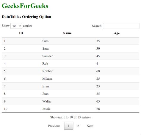 数据表排序选项 码农参考