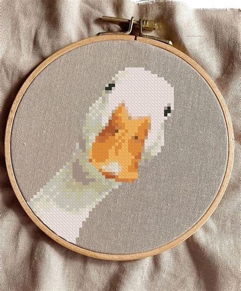 Cute Goose Cross Stitch Pattern Easy Beginner Diy Pdf Pattern Etsy