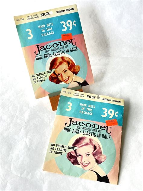 6 Vintage Jac O Net Hair Nets 2 Packs Medium Brown No… Gem
