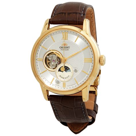 Orient Classic Sun And Moon Open Heart Automatic White Dial Mens Watch