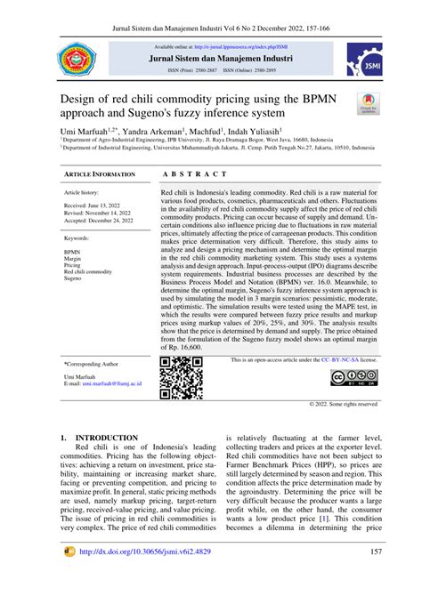 Pdf Design Of Red Chili Commodity Pricing Using The Bpmn Approach And