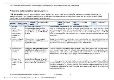 Participation And Reflection Report Template Scholarfriends