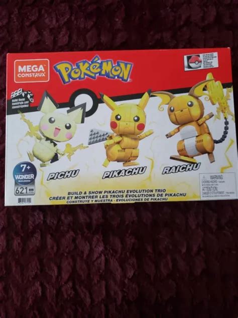 Mega Construx PokÉmon Pichu Pikachu Raichu Build And Show Evolution Trio Gyh06 £2963