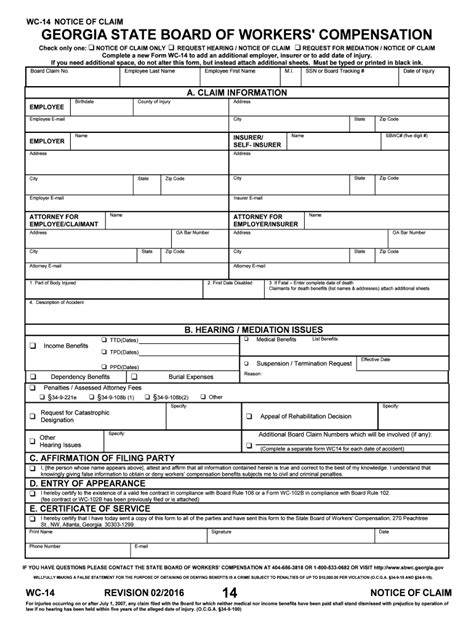 Notice Of Claim State Board Of Workers Compensation Form Fill Out