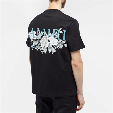Amiri Mens Floral Logo T Shirt In Black Amiri