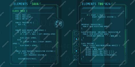 Premium Vector Hud Interface Elements With Part Of The Code Java