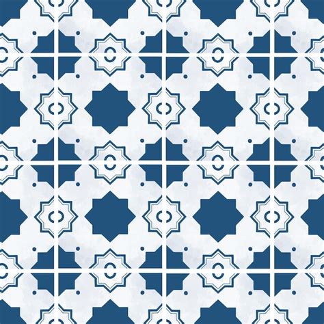 Premium Vector Simple Blue Mediterranean Tiles Seamless Pattern