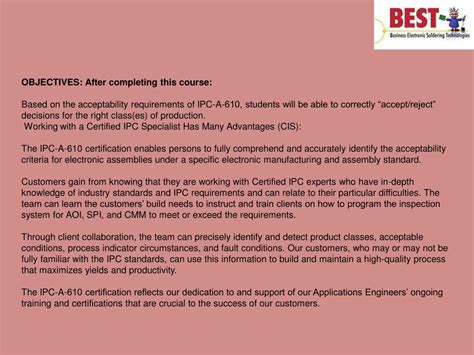 Ppt Understanding Ipc A 610 Acceptability Standards Powerpoint Presentation Id 11799544