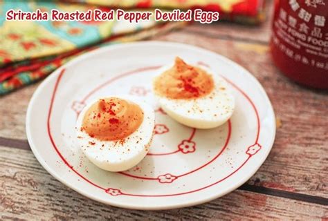 Sriracha Roasted Red Pepper Deviled Eggs