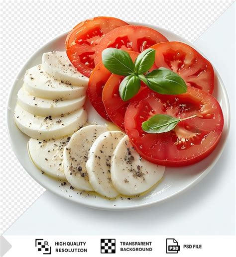 Fromage De Mozzarella Tranché Isolé Et Tomates Sur Une Assiette Blanche Isolée Sur Un Fond