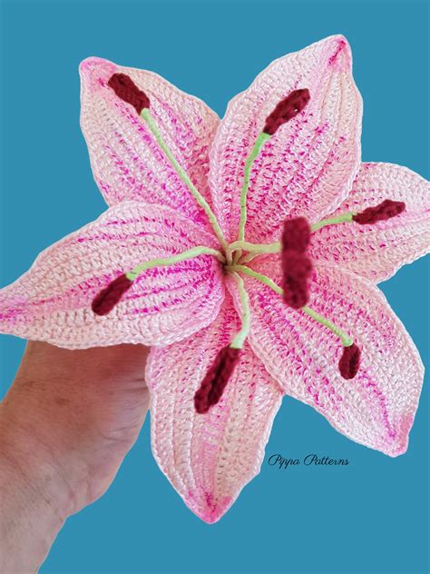 Crochet Lily Flower Pattern Photo Tutorial Tiger Lily Plant Etsy Uk