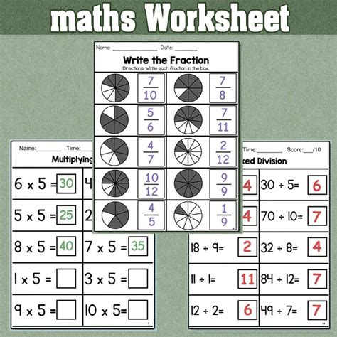 Lachilly Math Workbook Multiplication Division Fraction Exercises Worksheets 2nd Grade And 3rd
