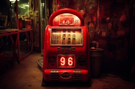 Premium Photo Arafed Red Slot Machine With A Clock On The Front