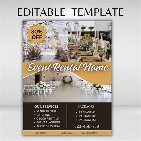 Flyer Template Event Venue Rental Advertisement Flyer Wedding Venue