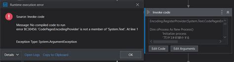 Invoke Code Not Finding Codepagesencodingprovider Class Of Systemtext