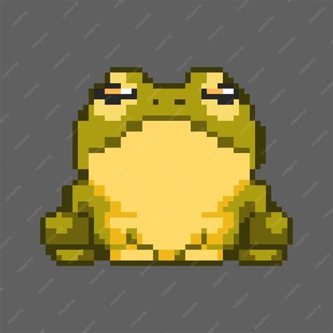 Premium Vector Vector Fat Green Yellow Frog With Slanted Eyes Pixel