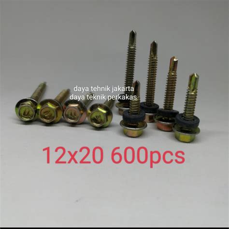 Skrup Roofing Kuning Wilson 12x20 Baut Baja Ringan Sekrup Rofing