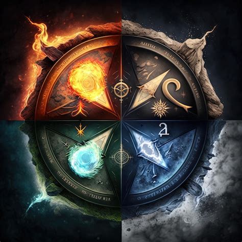Premium Photo Four Elements Compass Generative Ai Colorful Magical Fantasy Compass Four