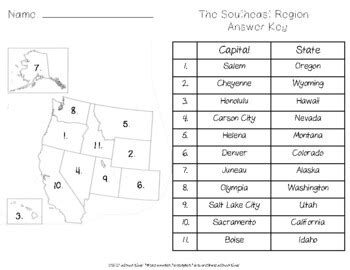 West States And Capitals Test By Julianna Ebner Tpt